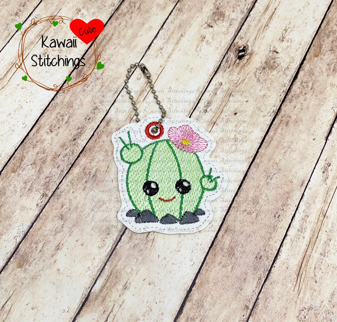 Kawaii Cactus With Flower Key Tag, Key Chain, Bookmark, in the Hoop ...