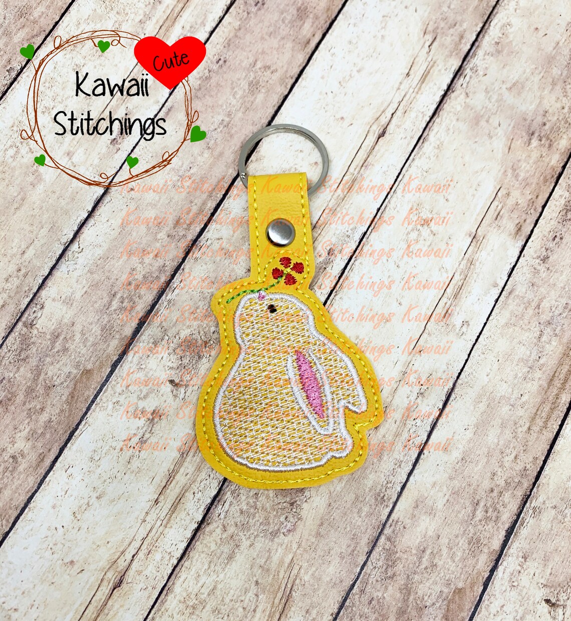 Kawaii Flower Bunny, Key Fob, Key Chain, in the Hoop Design, Digital ...