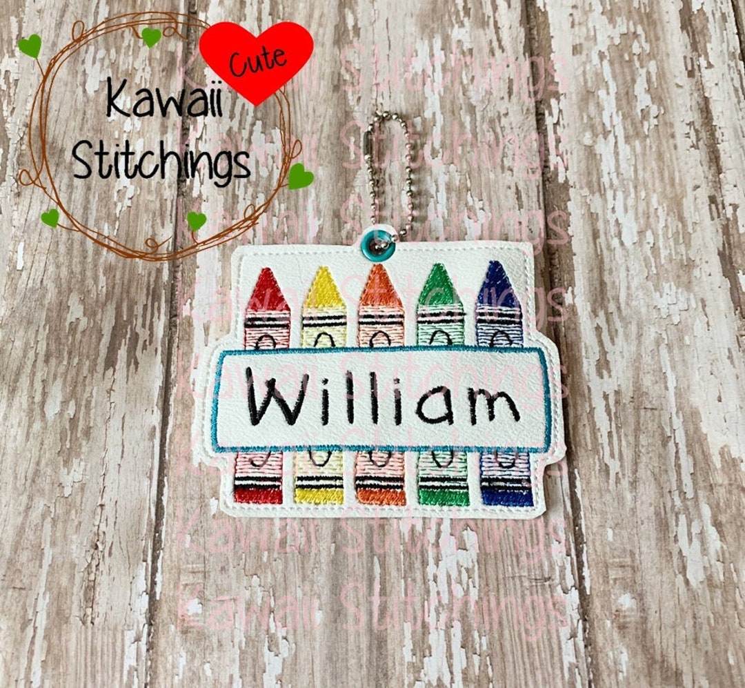 Kawaii Crayon Name Tag, in the Hoop Design, Digital Instant Download - Etsy