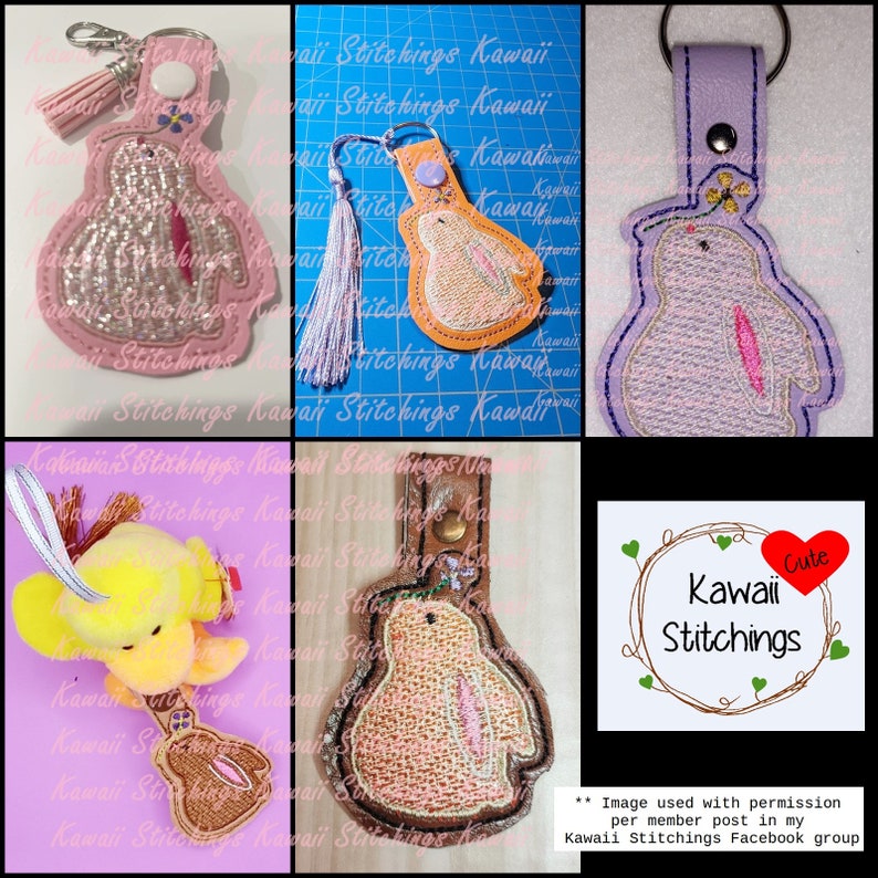 Kawaii Flower Bunny, Key Fob, Key Chain, in the Hoop Design, Digital ...