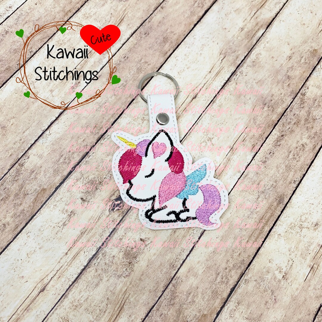 Kawaii Unicorn Key Fob, Key Chain, in the Hoop Design, Digital Instant ...