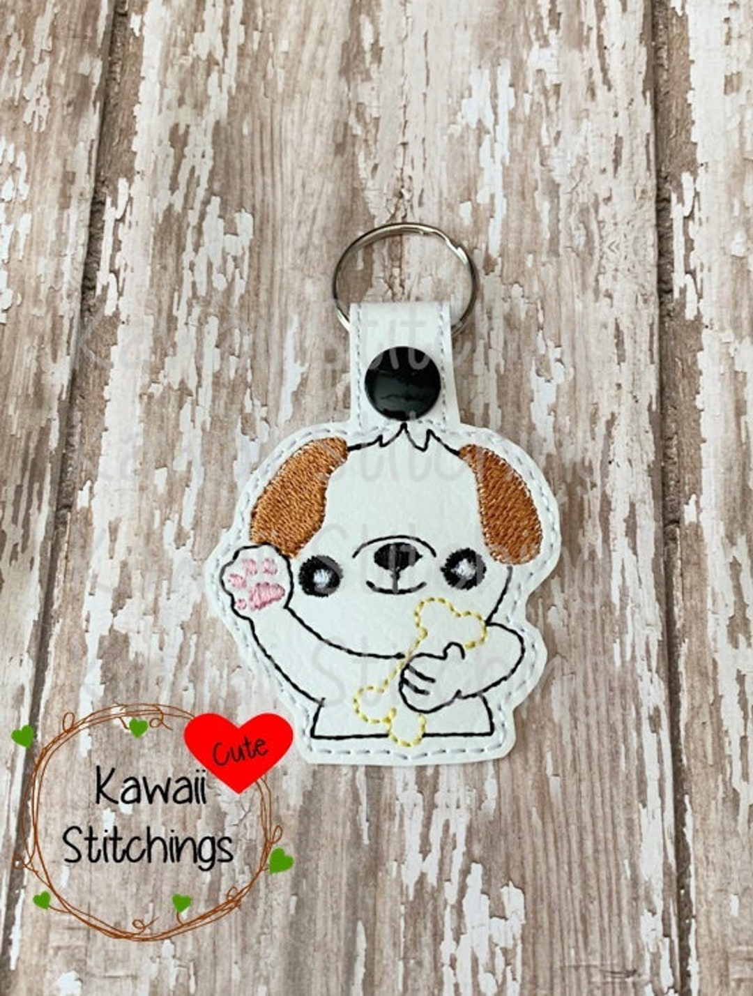 Kawaii Puppy Dog #2, Key Fob, Key Chain, in the Hoop Design, Digital ...