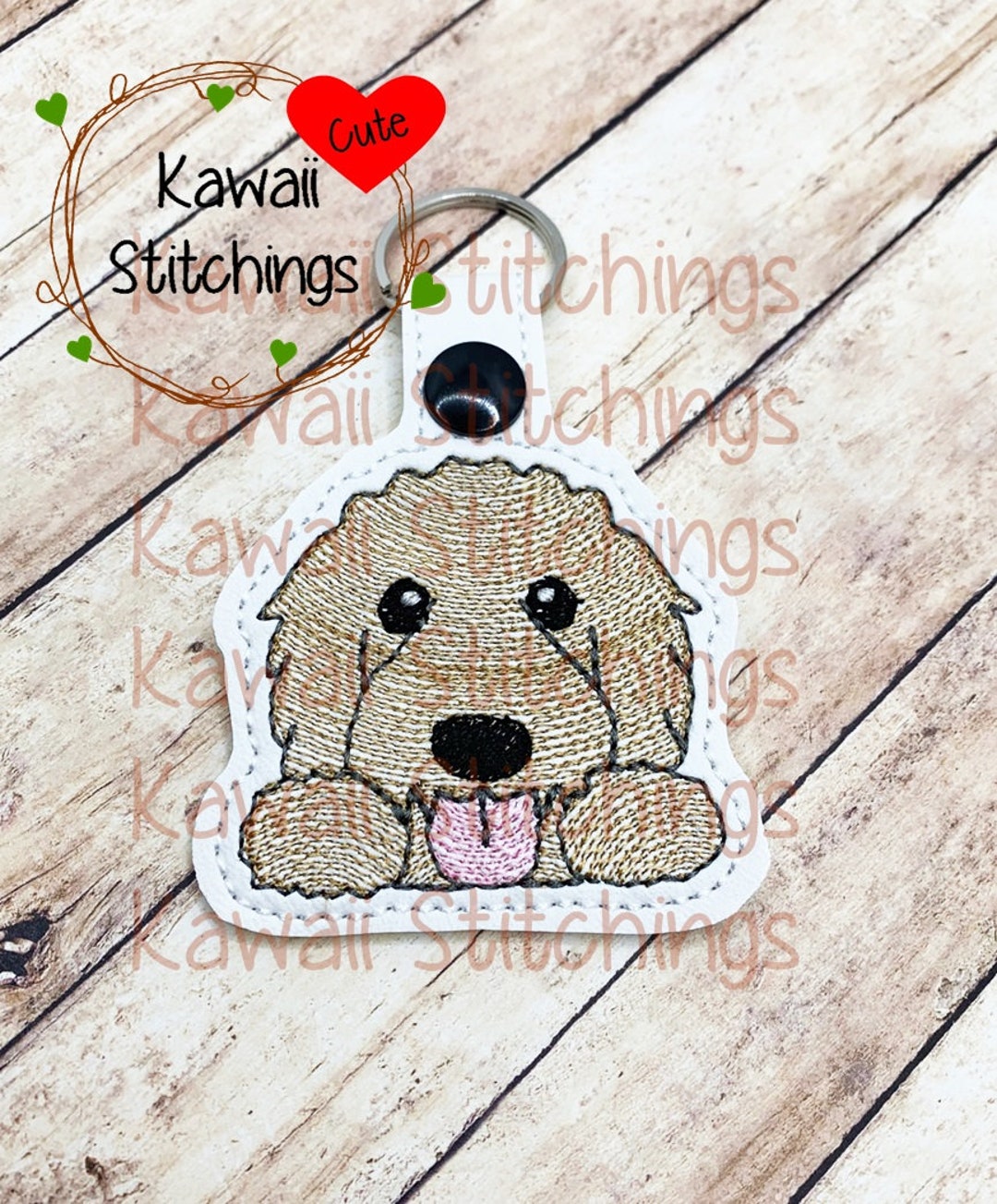 Kawaii Goldendoodle, Key Fob, Key Chain, in the Hoop Design, Digital ...