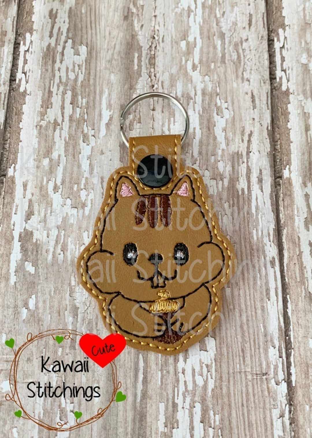 Kawaii Chipmunk, Key Fob, Key Chain, in the Hoop Design, Digital ...