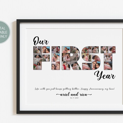 Personalize 1st Year Anniversary Photo Collage Gift 1 Year - Etsy
