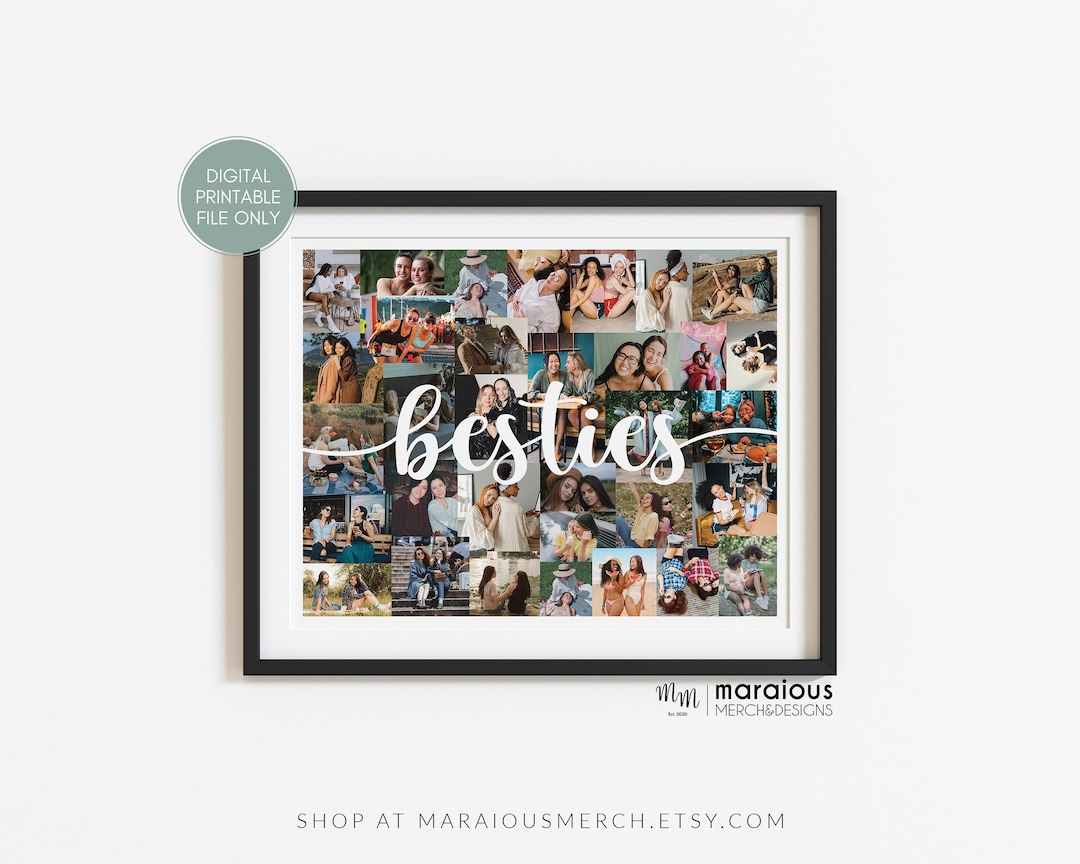 Bestie Gifts Personalized Photo Collage, Best Friend Picture Digital ...
