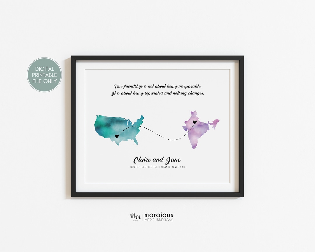 Long Distance Friendship Map, Going to College Housewarming Gift ...