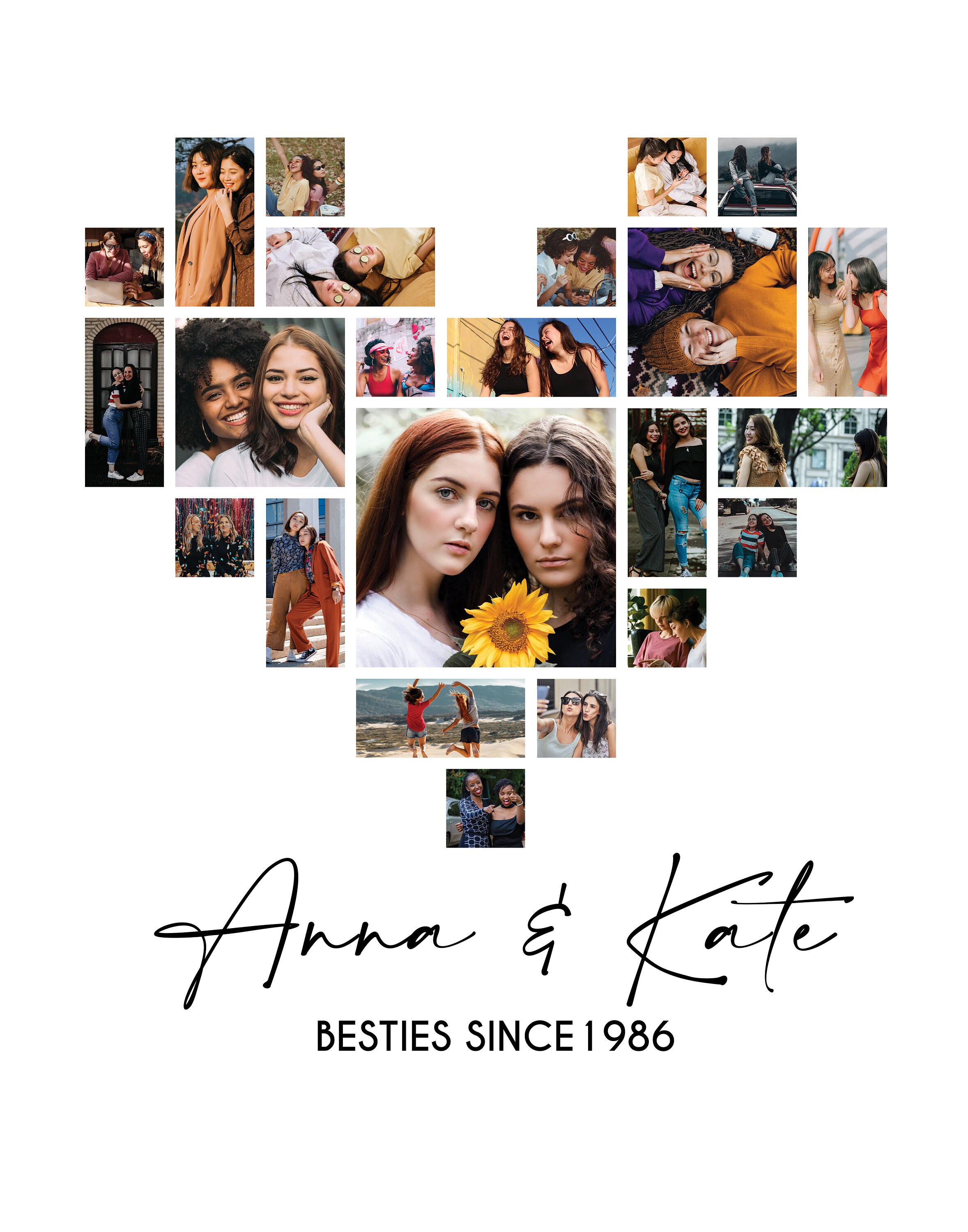 Bestie Custom Photo Heart Collage Personalized Gift for Best | Etsy