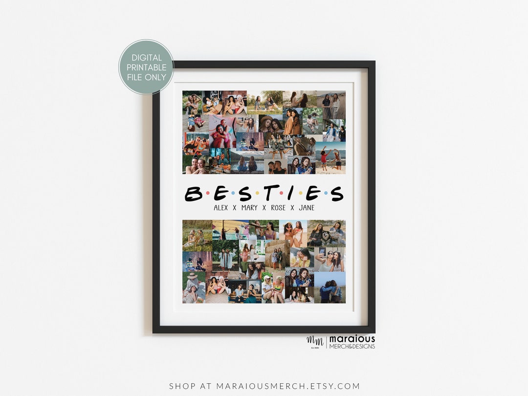 Besties Gift Custom Photo Collage, Personalized Best Friend Gift ...