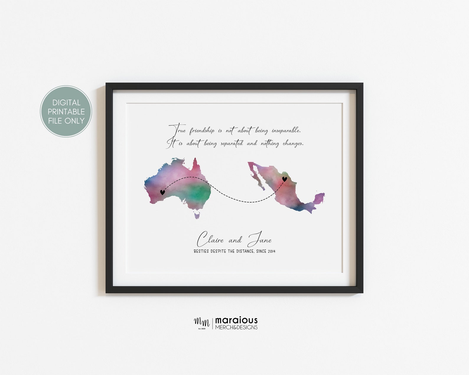 Long Distance Friendship Map Going to College Housewarming - Etsy