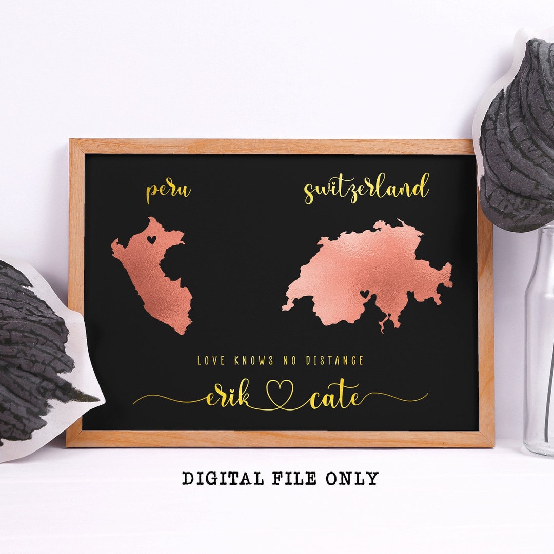 Long Distance Relationship Gift for Boyfriend, Love Map Art Print ...