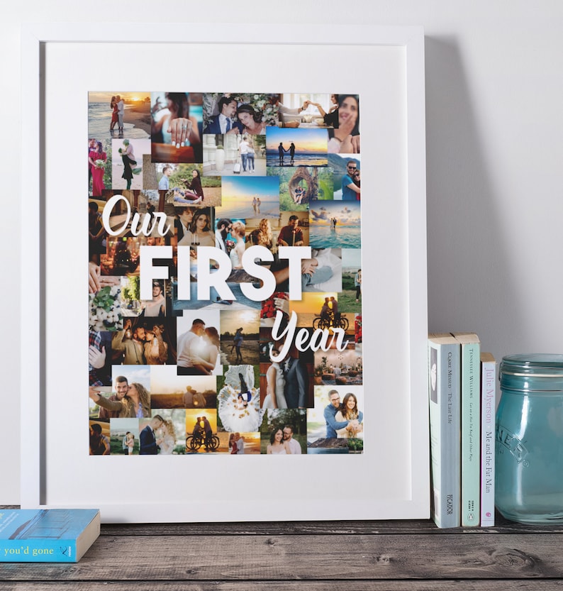 1st Anniversary Custom Photo Collage 1 Year Wedding Gift | Etsy