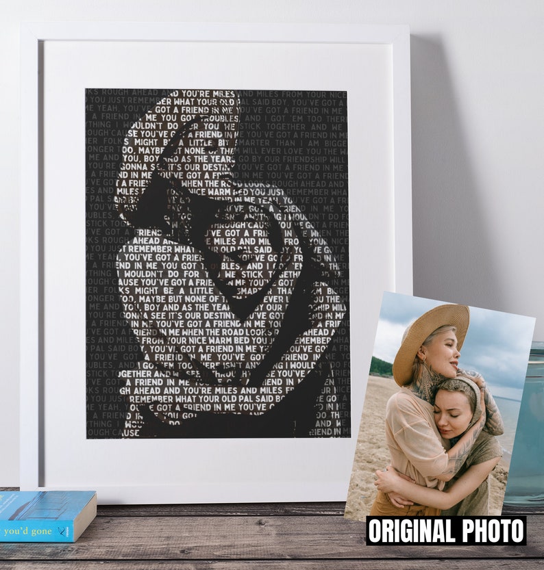 Song Lyrics Wall Art, Word Art Portrait From Photo, Custom Gift for ...