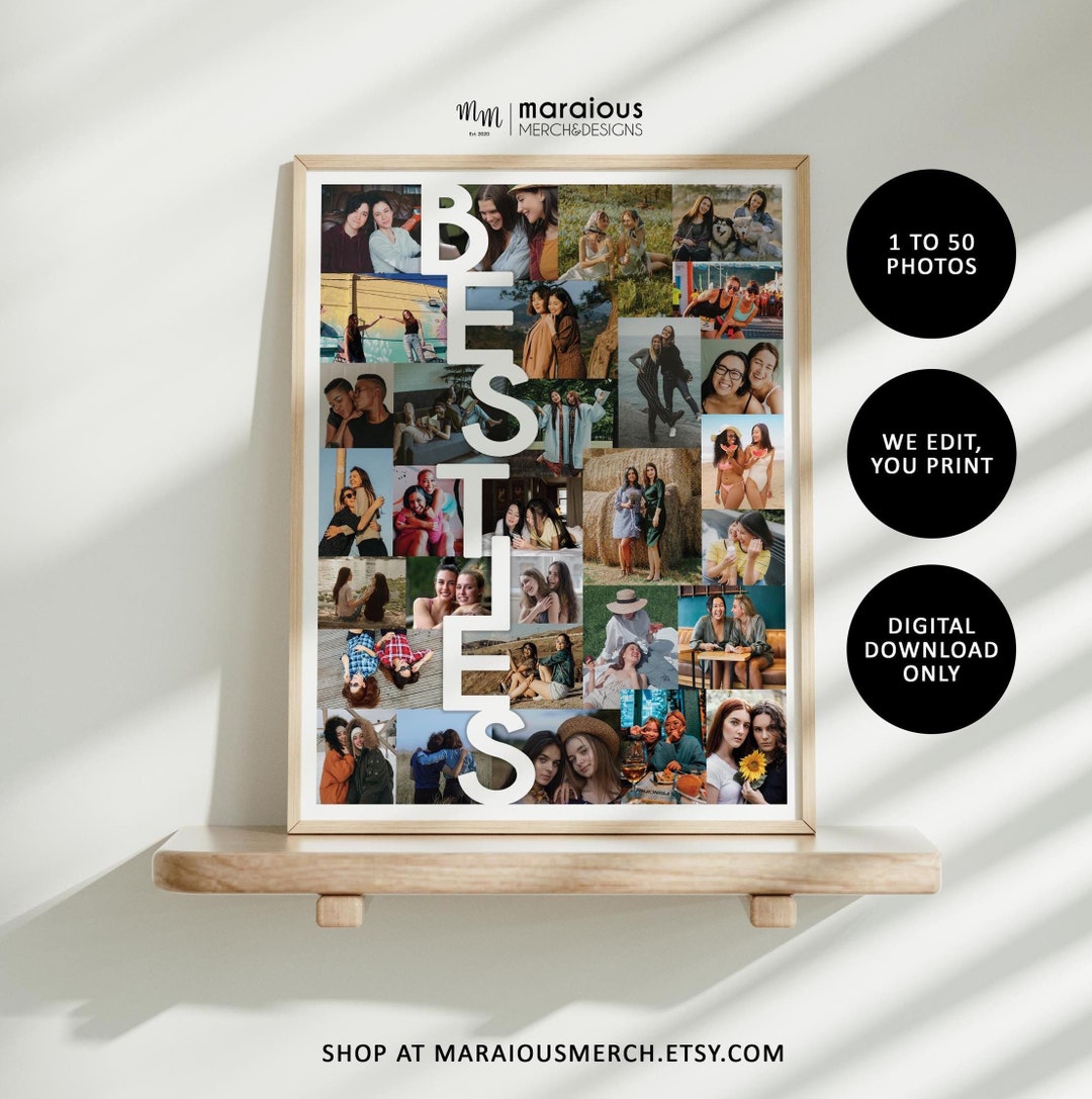 Besties Photo Collage, Bff Photo Gift, Bff Picture Collage ...