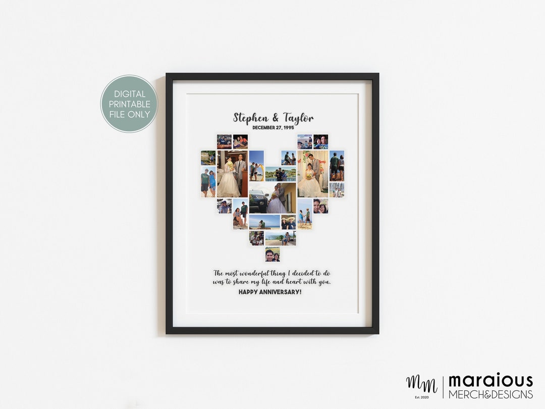 10th Anniversary Custom Photo Collage, 10 Year Wedding Gift for Husband ...