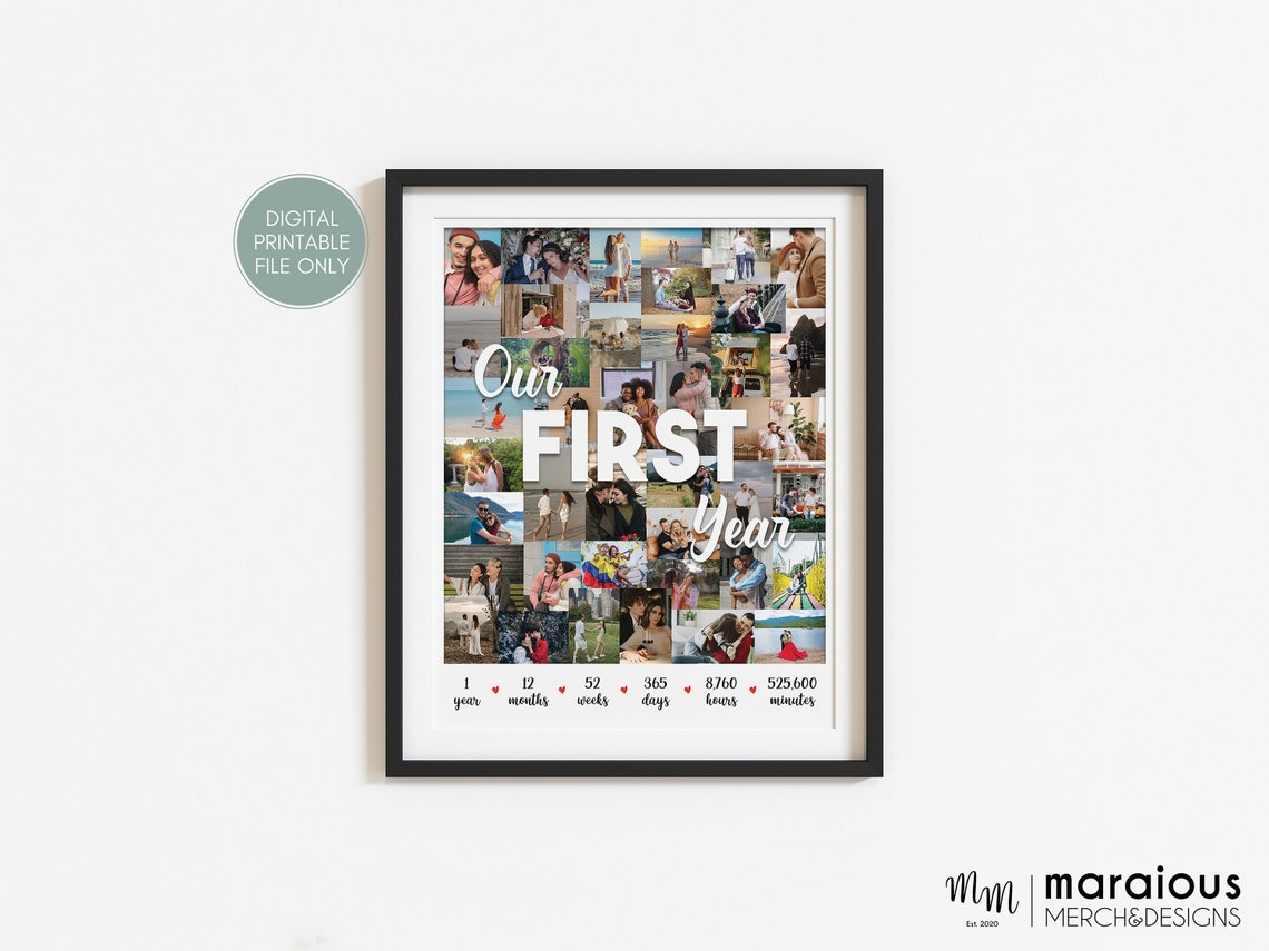Personalize 1st Anniversary Photo Collage 1 Year Collage Gift - Etsy