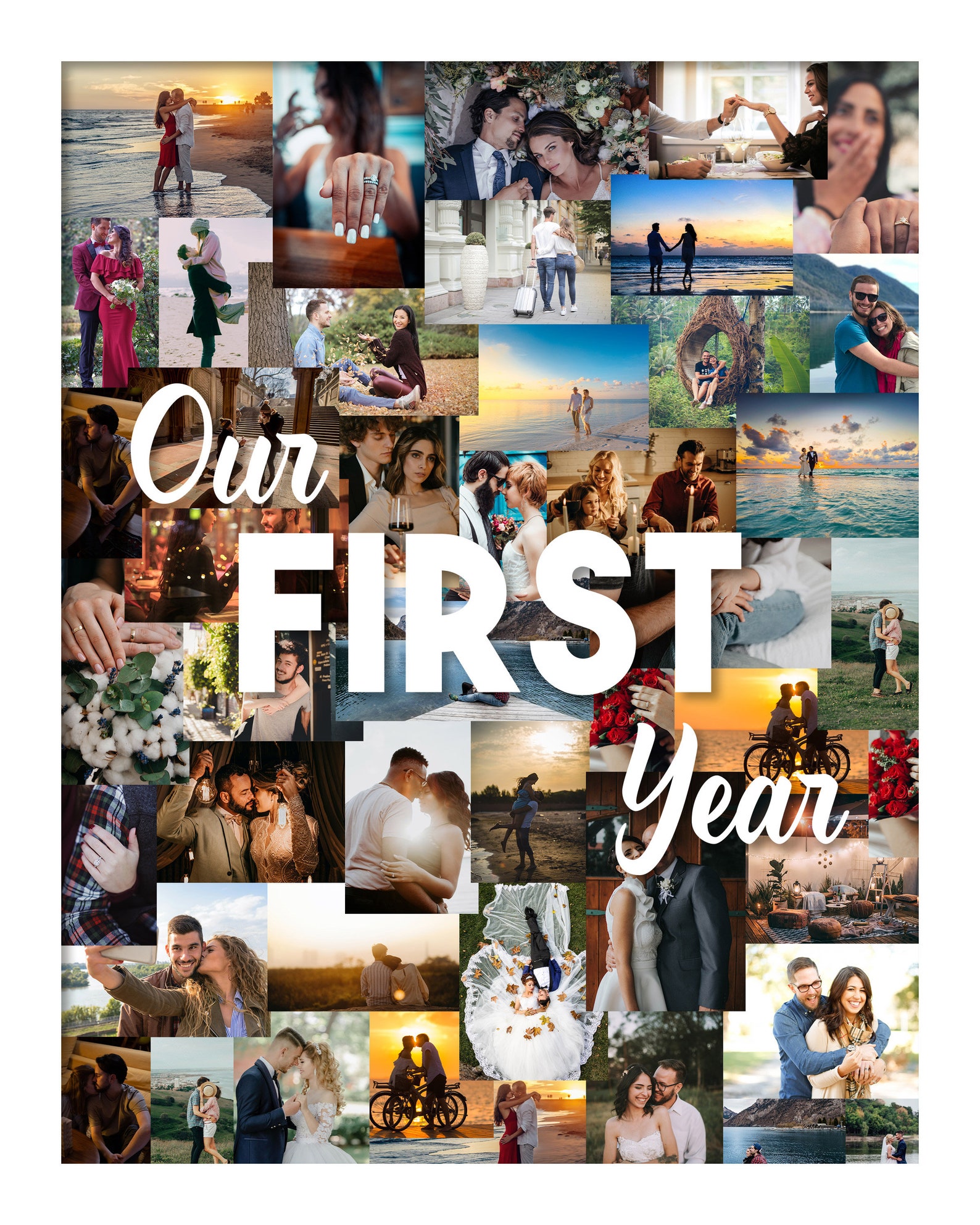 1st Anniversary Custom Photo Collage 1 Year Wedding Gift - Etsy