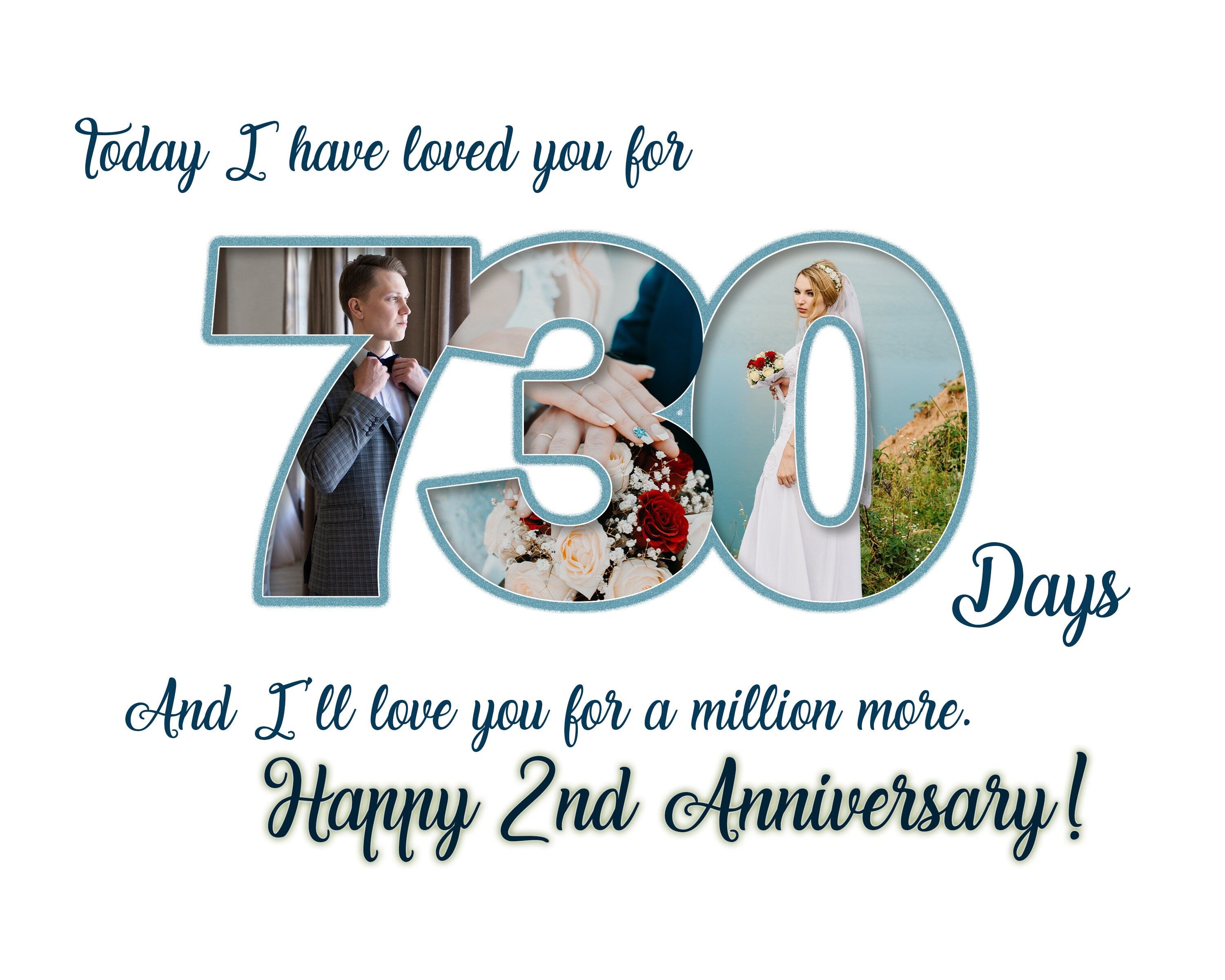 2nd Year Anniversary Custom Photo Collage 2 Years Wedding | Etsy