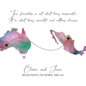 Long Distance Friendship Map, Going to College Housewarming Gift ...