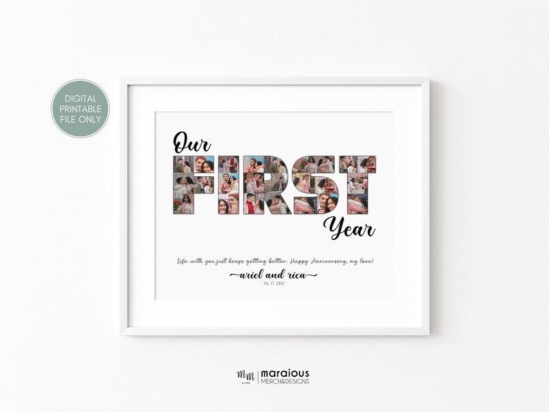 Our First Year Collage One Year Anniversary Gifts for - Etsy