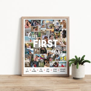 Personalize 1st Anniversary Photo Collage, 1 Year Collage Gift for ...