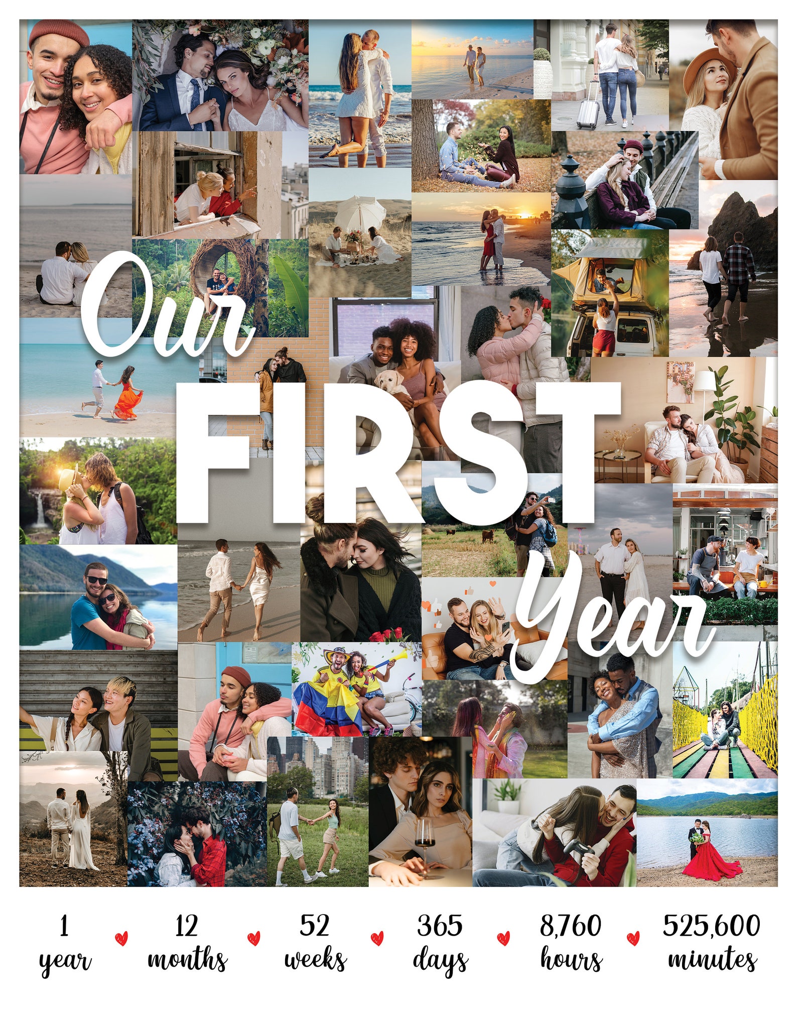 Personalize 1st Anniversary Photo Collage 1 Year Collage Gift - Etsy