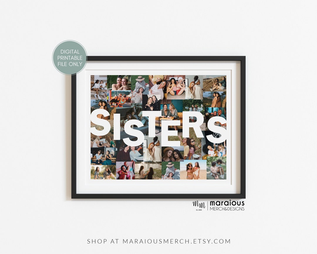 Custom Sister Photo Collage Gift for Her, Personalize Photo Sister Gift ...