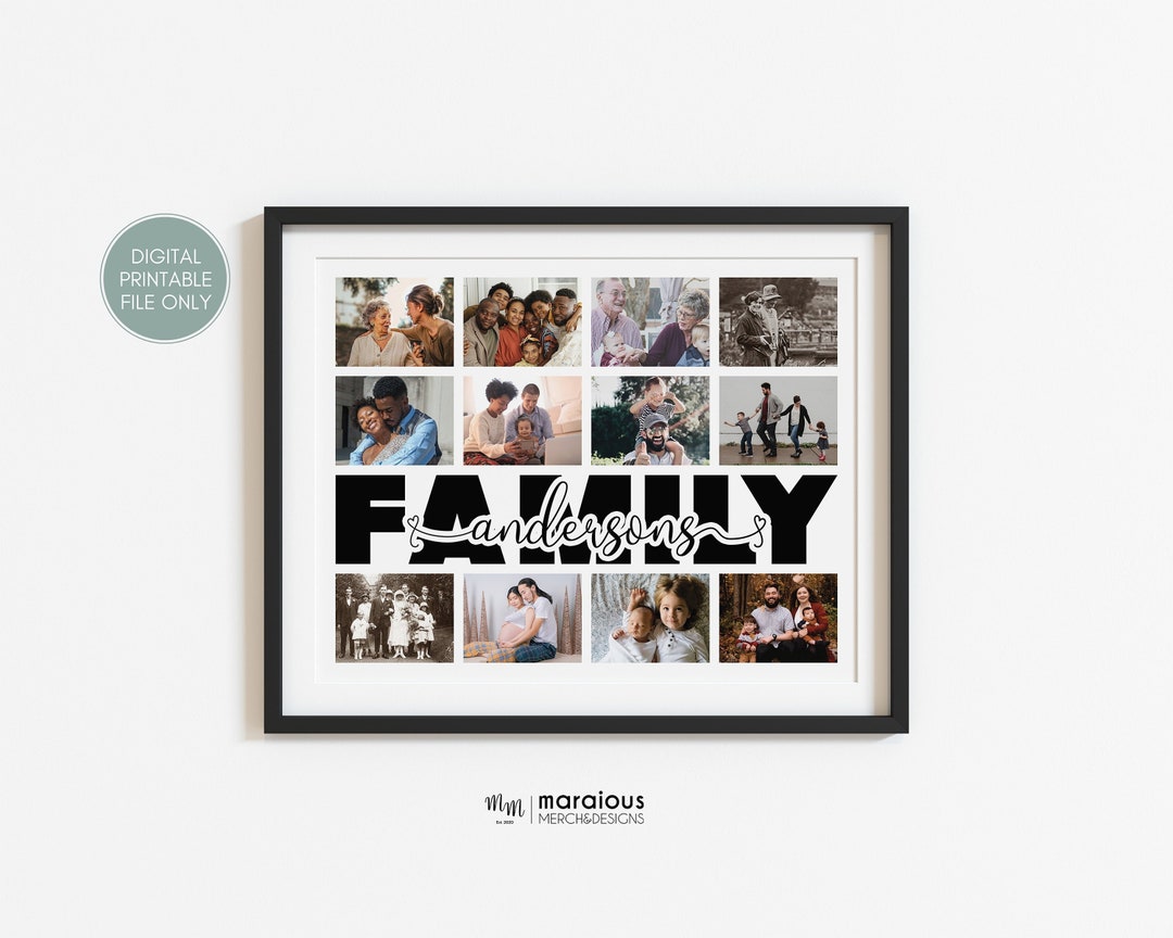 Family Picture Gift, Custom Family Picture, Personalized Family Name ...