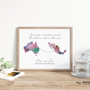 Long Distance Friendship Map, Going to College Housewarming Gift ...