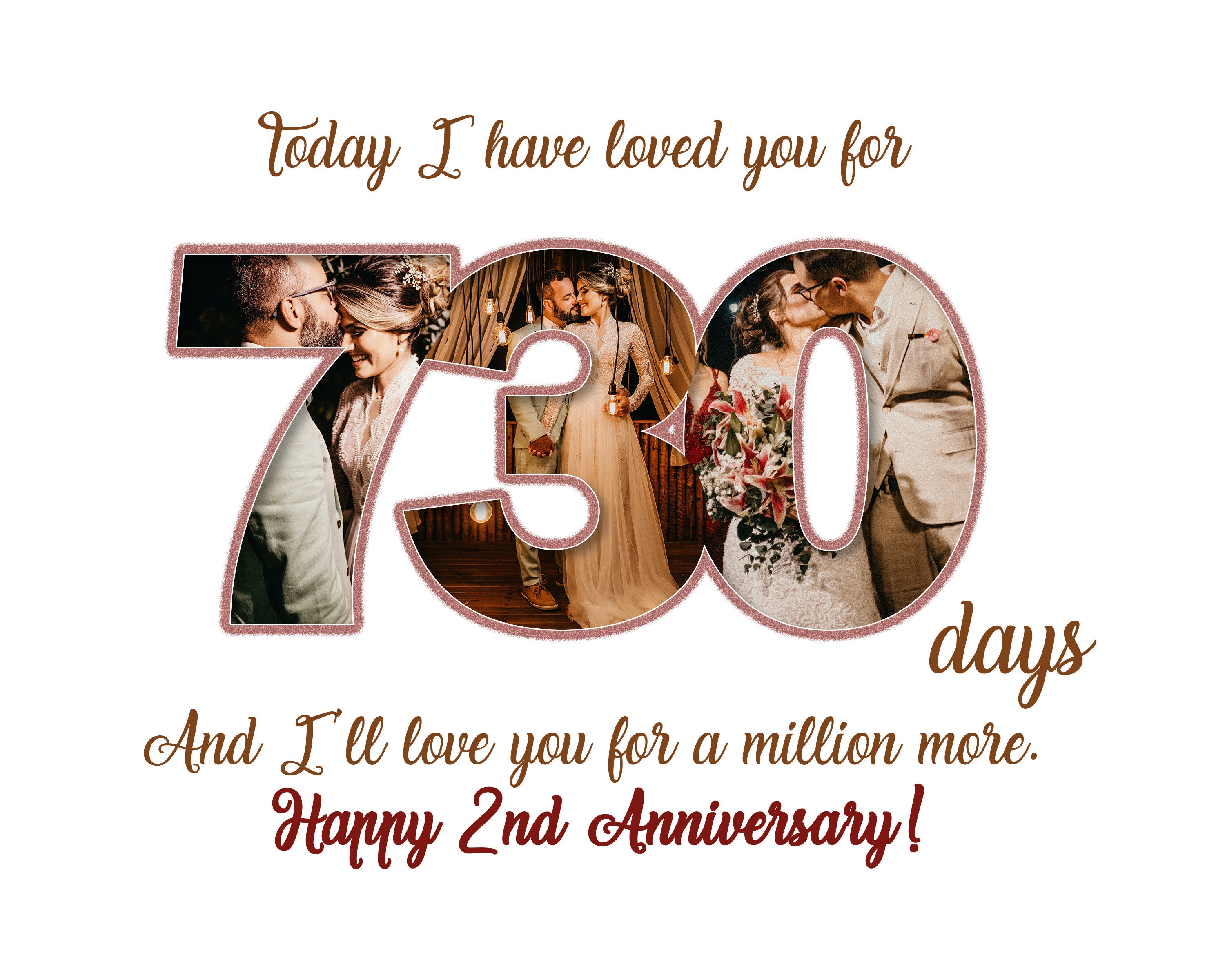 2nd Year Anniversary Custom Photo Collage 2 Years Wedding | Etsy