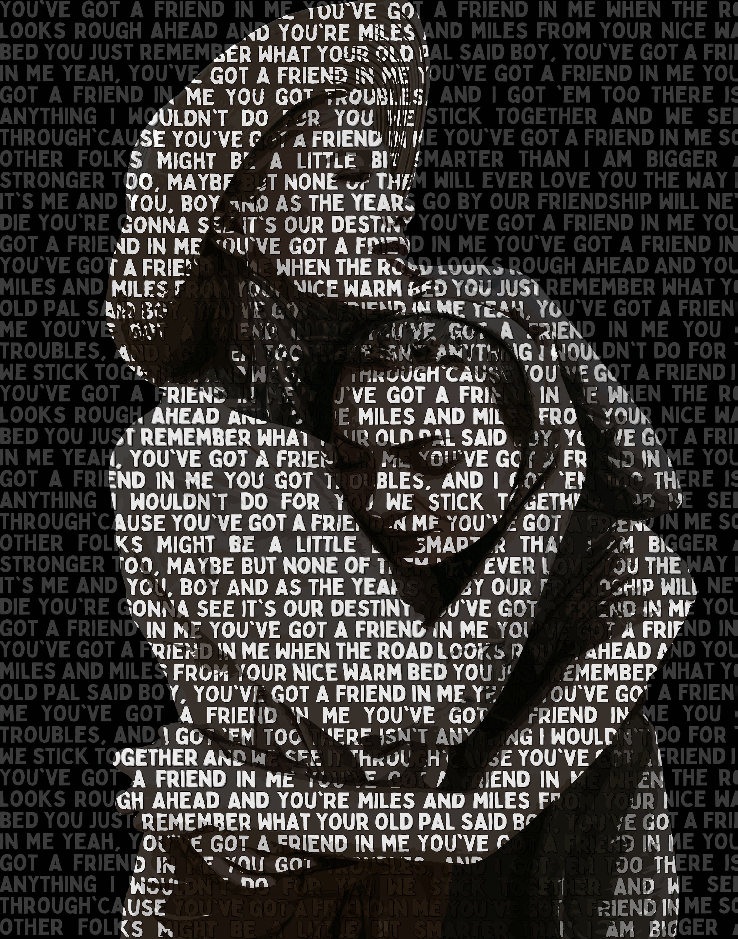 Song Lyrics Wall Art, Word Art Portrait From Photo, Custom Gift for ...