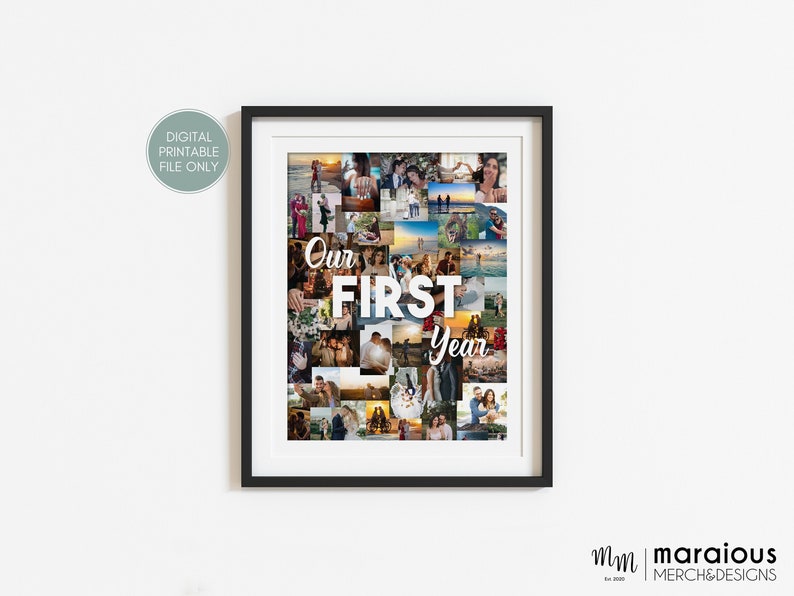 1st Anniversary Custom Photo Collage, 1 Year Wedding Gift, Gift for ...