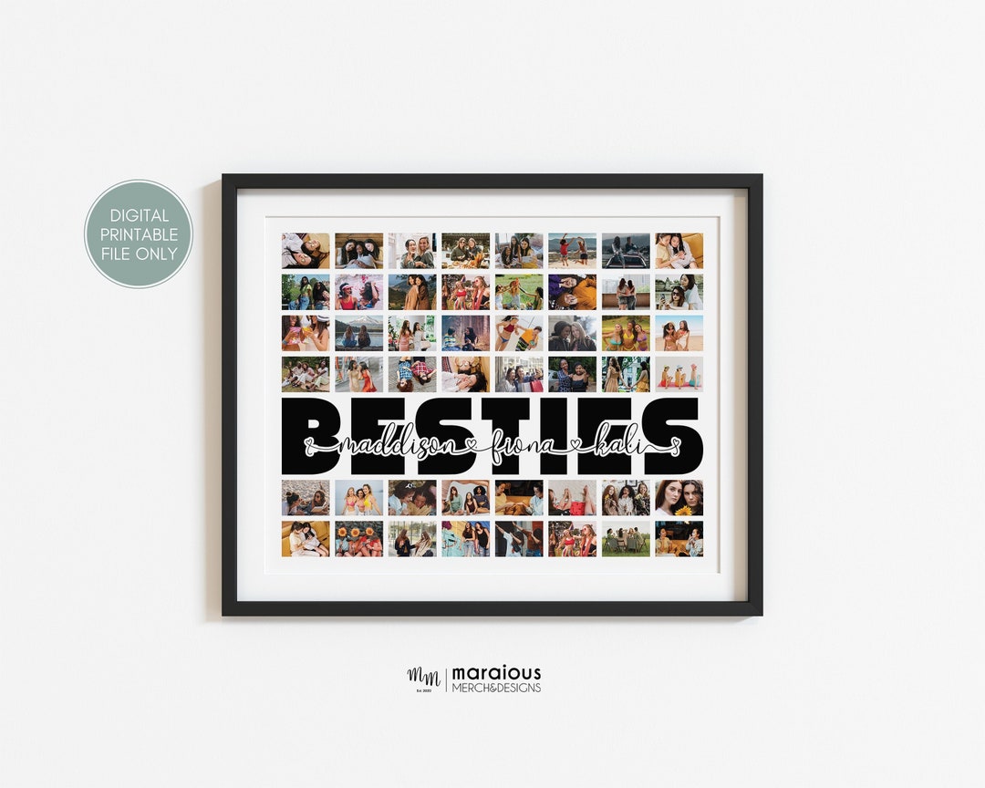 Personalize Best Friend Collage Gift, Besties for Life Custom Photo ...