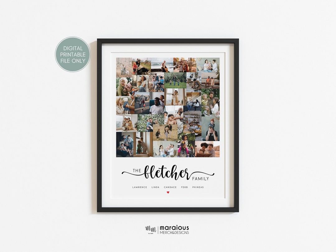 Personalized Family Name Print, Custom Family Keepsake, Family Photo ...