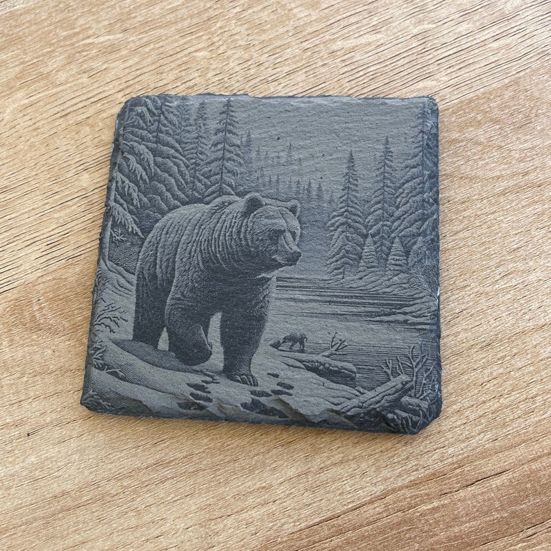 Wild Bear Coasters Set of 4 With Holder Rustic Wildlife Home Decor ...