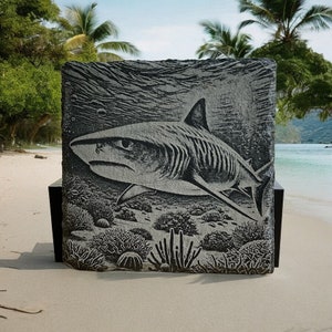 Shark-themed Coaster Set – Premium Stone Coasters With Holder - Vibrant ...