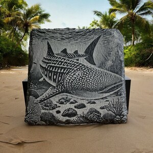 Shark-themed Coaster Set – Premium Stone Coasters With Holder - Vibrant ...