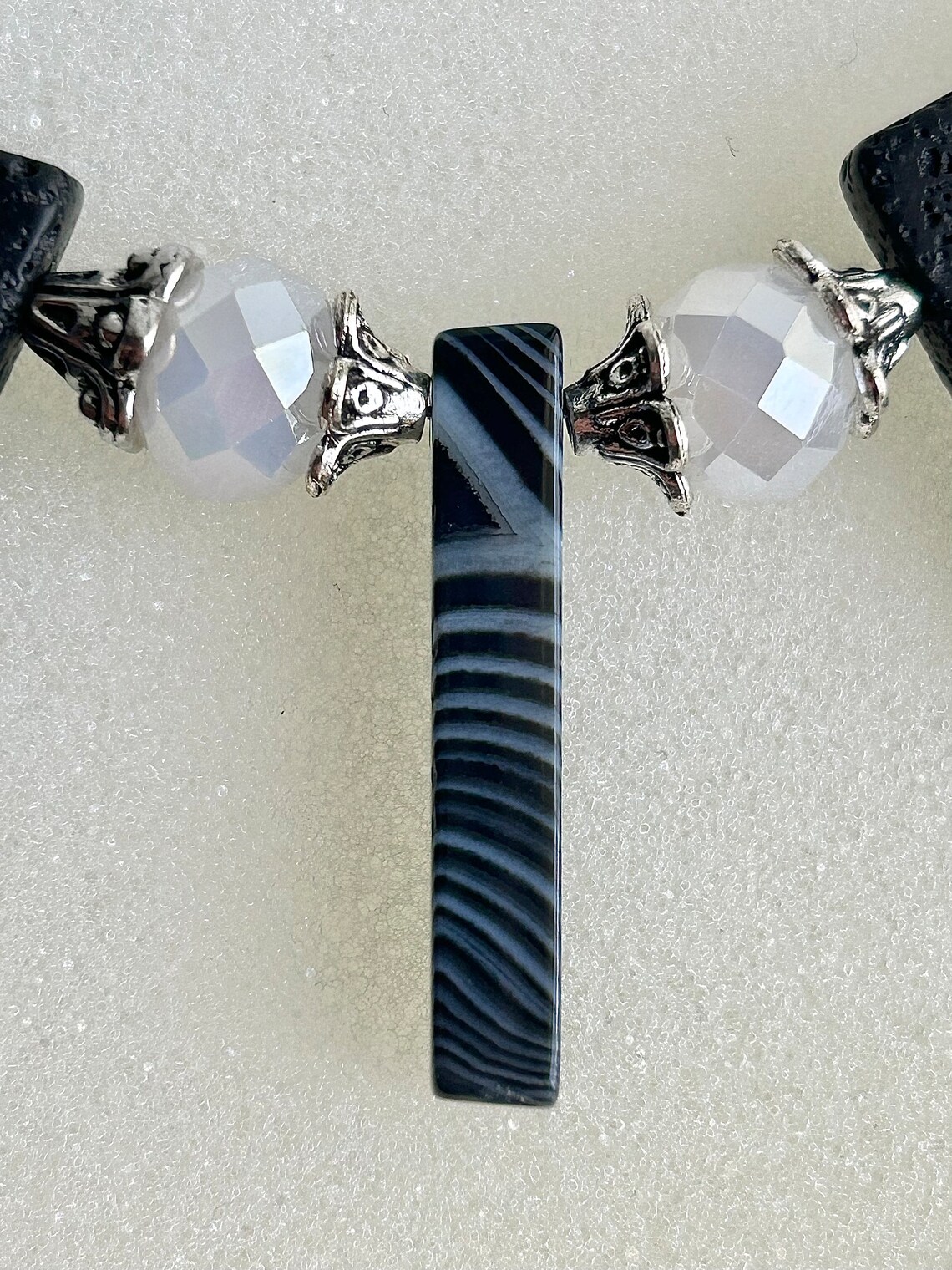 Zebra: Black Agate and Lava Sticks With Mother of Pearl and - Etsy