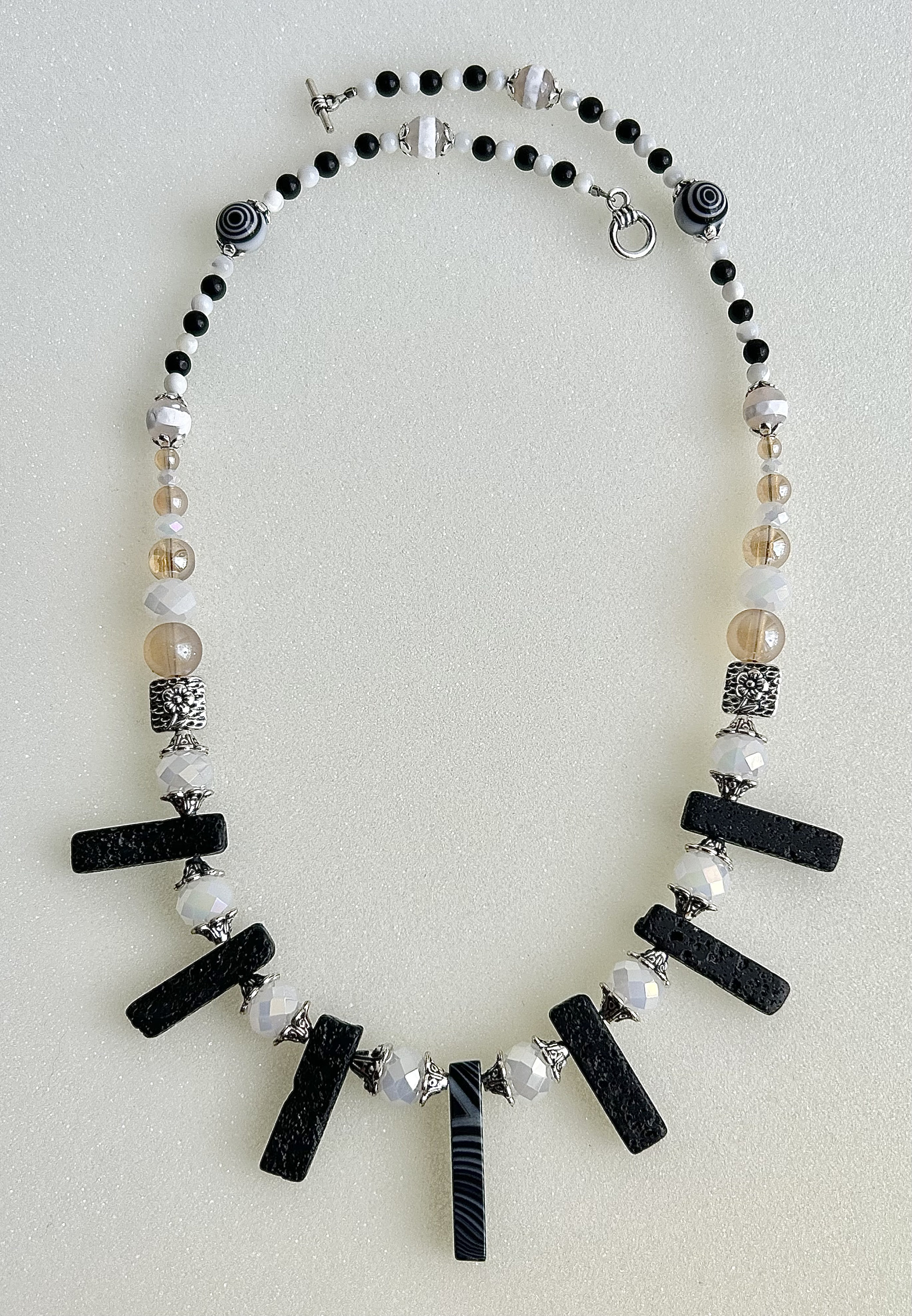 Zebra: Black Agate and Lava Sticks With Mother of Pearl and - Etsy