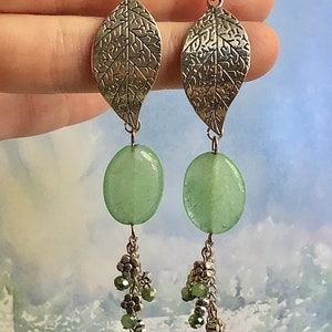 Dewed Leaves: Green Quartzite Stone Dangle Flower and Leaf - Etsy