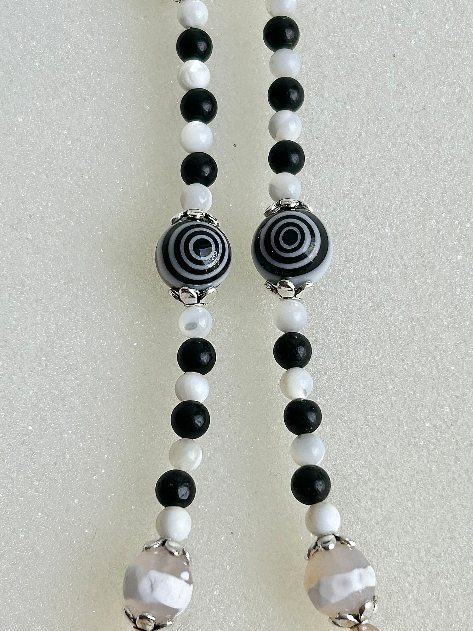 Zebra: Black Agate and Lava Sticks With Mother of Pearl and - Etsy
