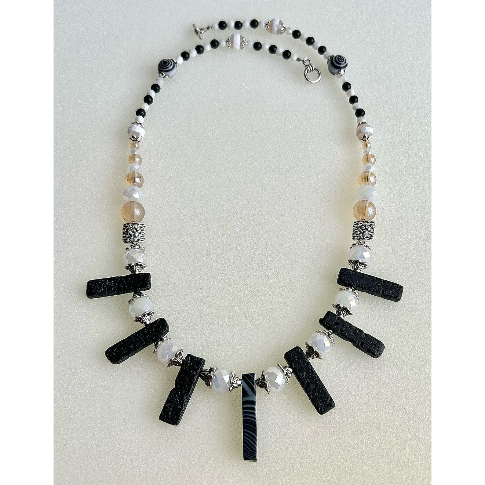 Zebra: Black Agate and Lava Sticks With Mother of Pearl and - Etsy