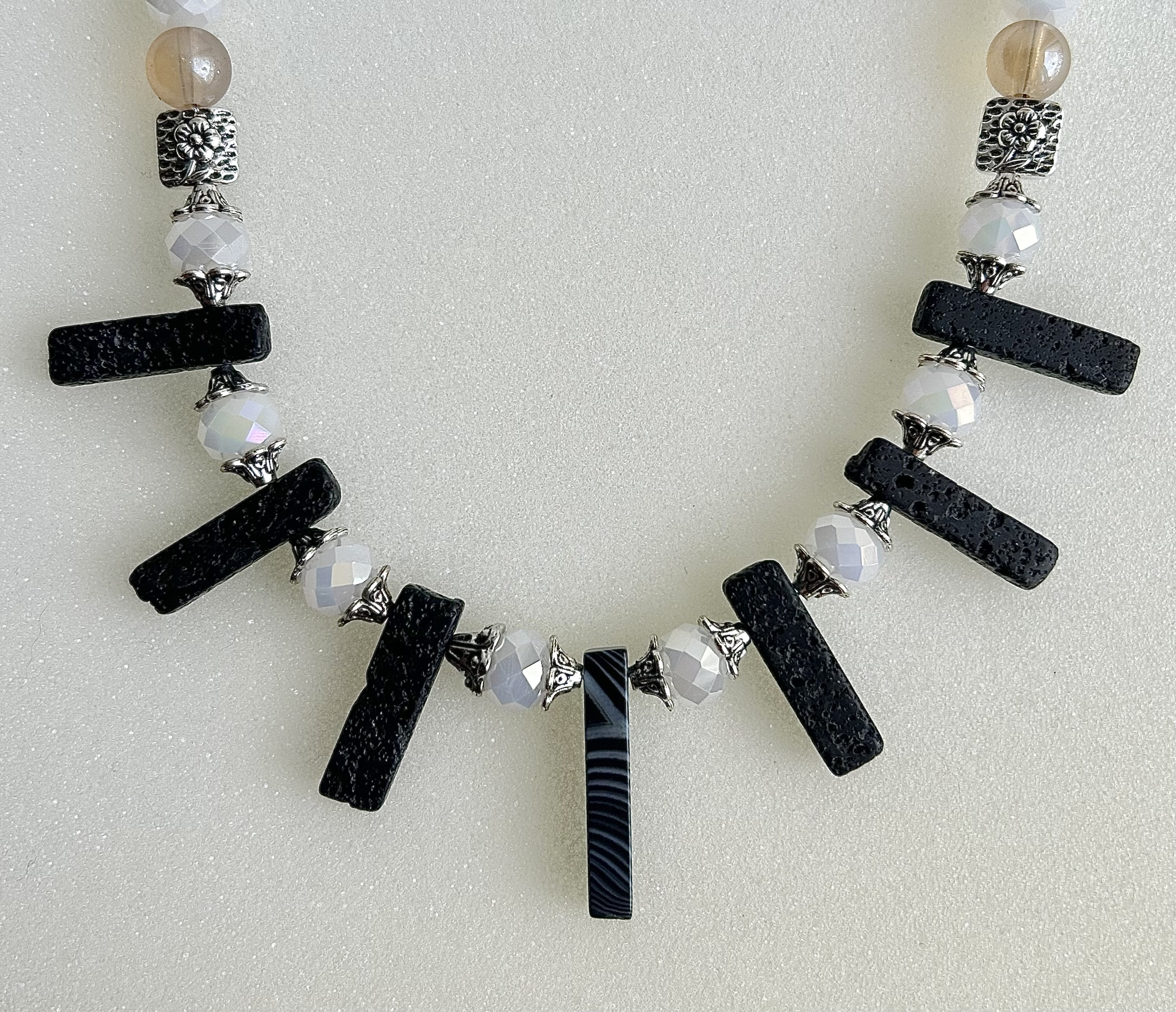 Zebra: Black Agate and Lava Sticks With Mother of Pearl and - Etsy