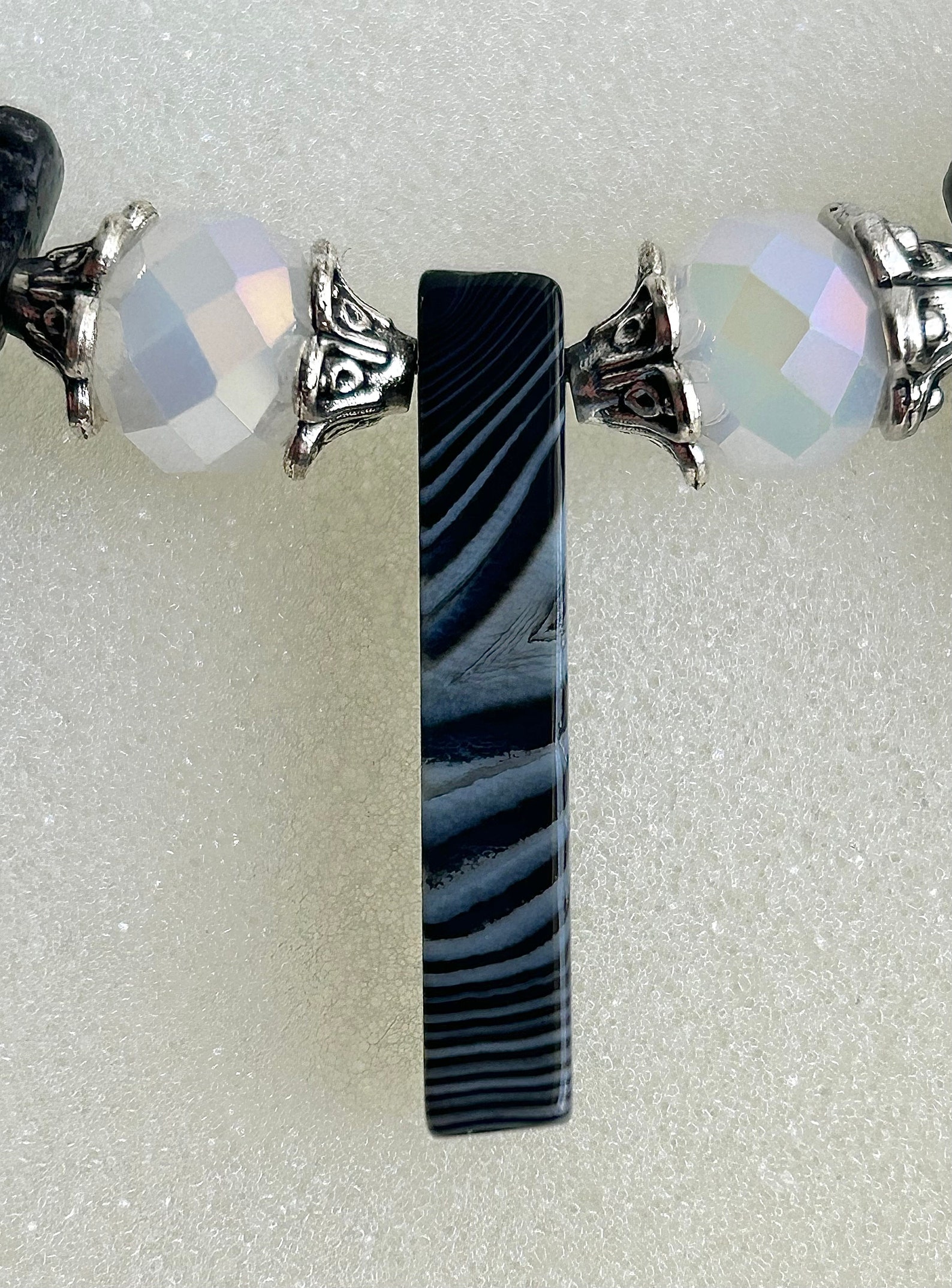 Zebra: Black Agate and Lava Sticks With Mother of Pearl and - Etsy