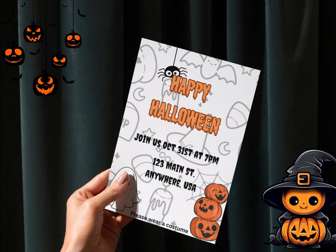 Spooktacular Halloween Party Invite | Editable 5x7 Template | Printable ...