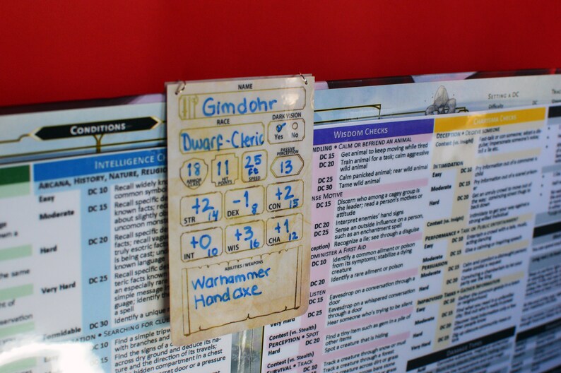 Character Stat Tracker for DM Screens for D&D 5e or Similar - Etsy