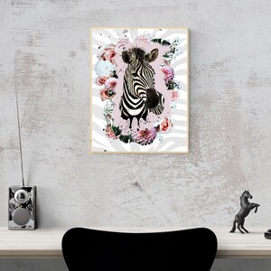 Unique Zebra Flower Print Zebra Print Animal Wall Art Abstract Zebra ...