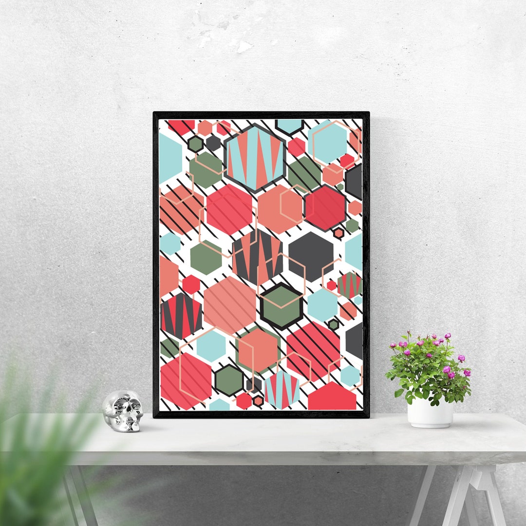 Geometric Shapes Print: Bold Retro Wall Art - Etsy