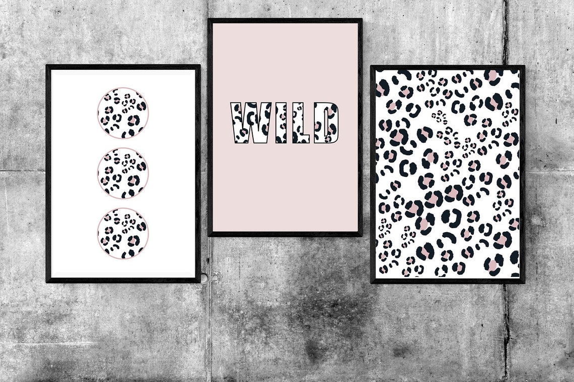 Wild Leopard Print Text Wall Art Typography Animal Print Wall | Etsy