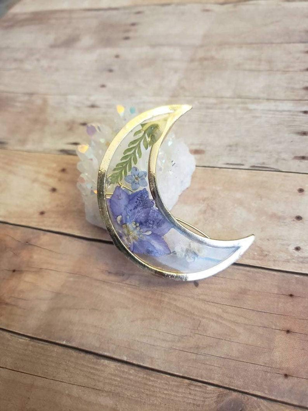 Crescent Moon Hair Clip. Gold Moon Phase Hair Accesory With - Etsy
